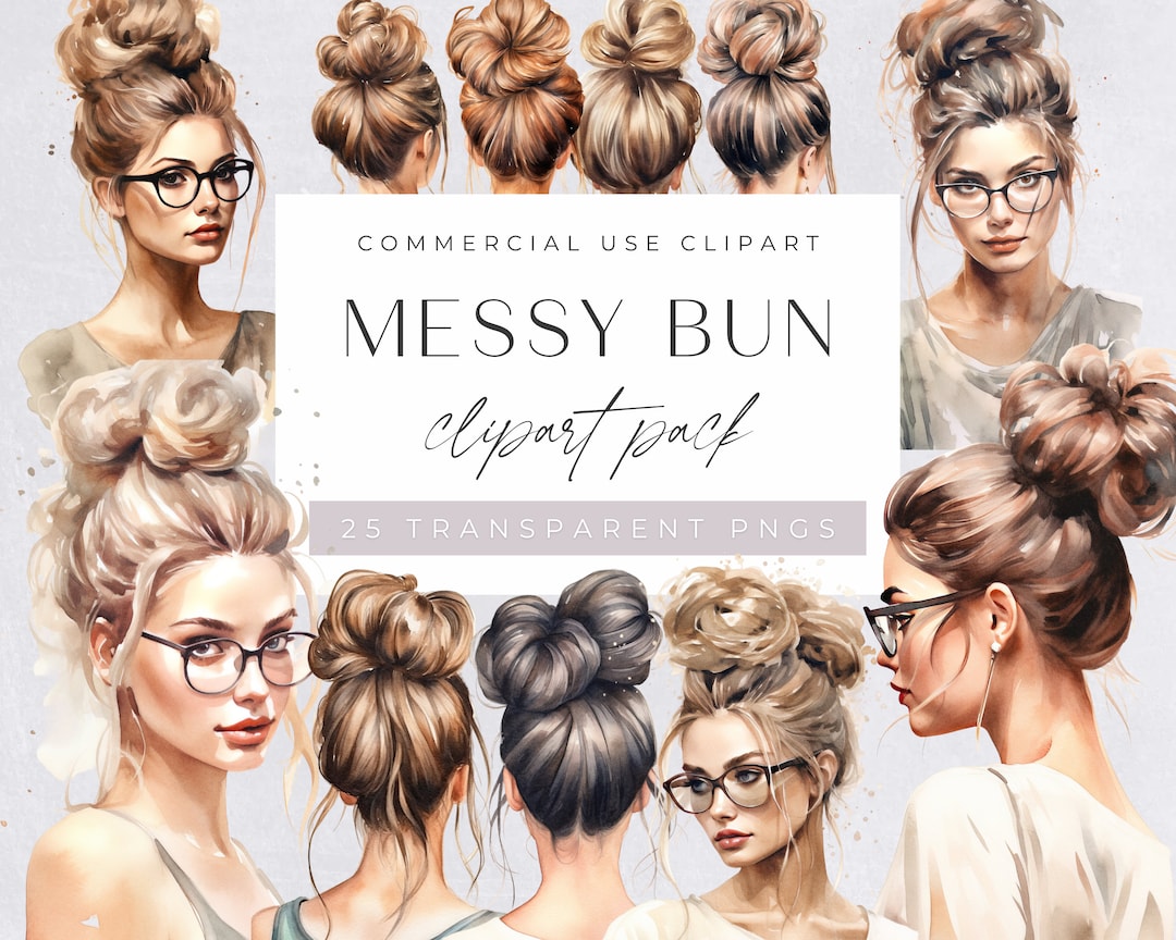 Messy Bun Clipart Png, Hair Dresser Clip Art, Hair Stylist, Style ...