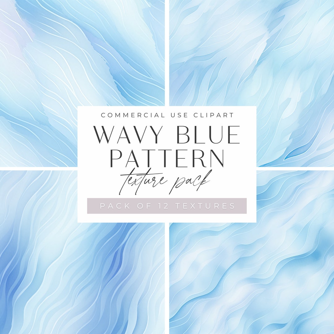 Wavy Blue Pattern Background, JPEG, Watercolor Textured, Digital Papers ...