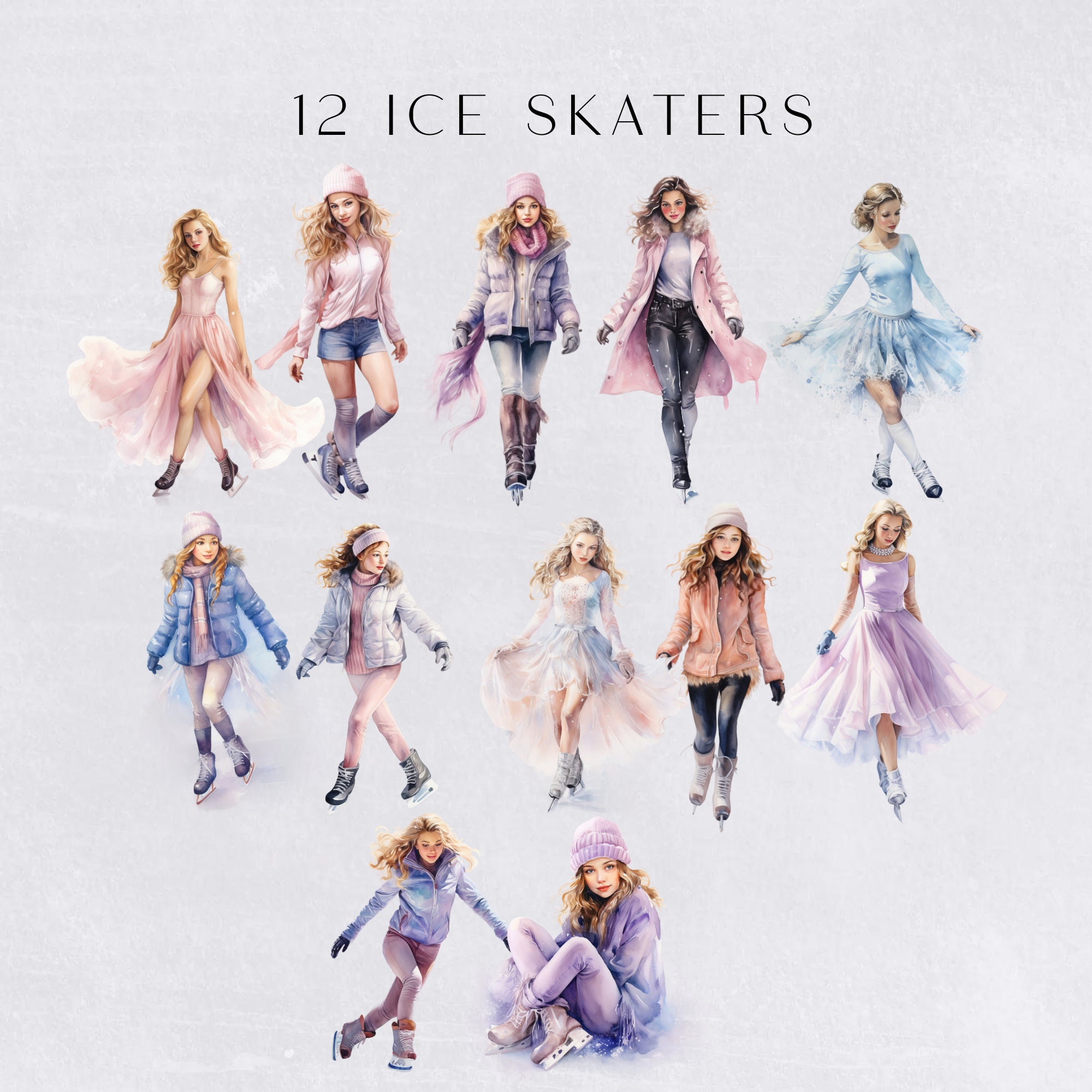 Ice Skating Girl Clipart, Winter Sports Clip Art, Figure Skating, Ice ...