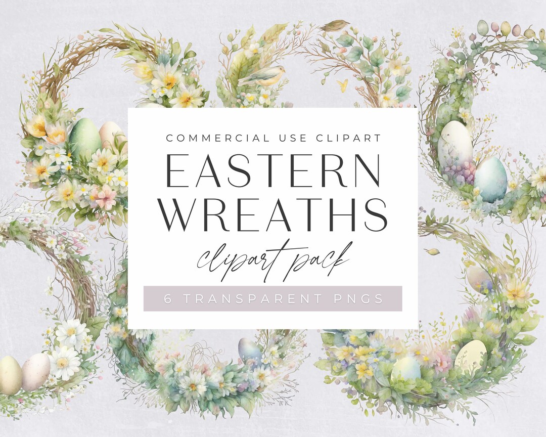 Easter Wreaths Clipart Pack, Watercolour Clipart for Commercial Use ...