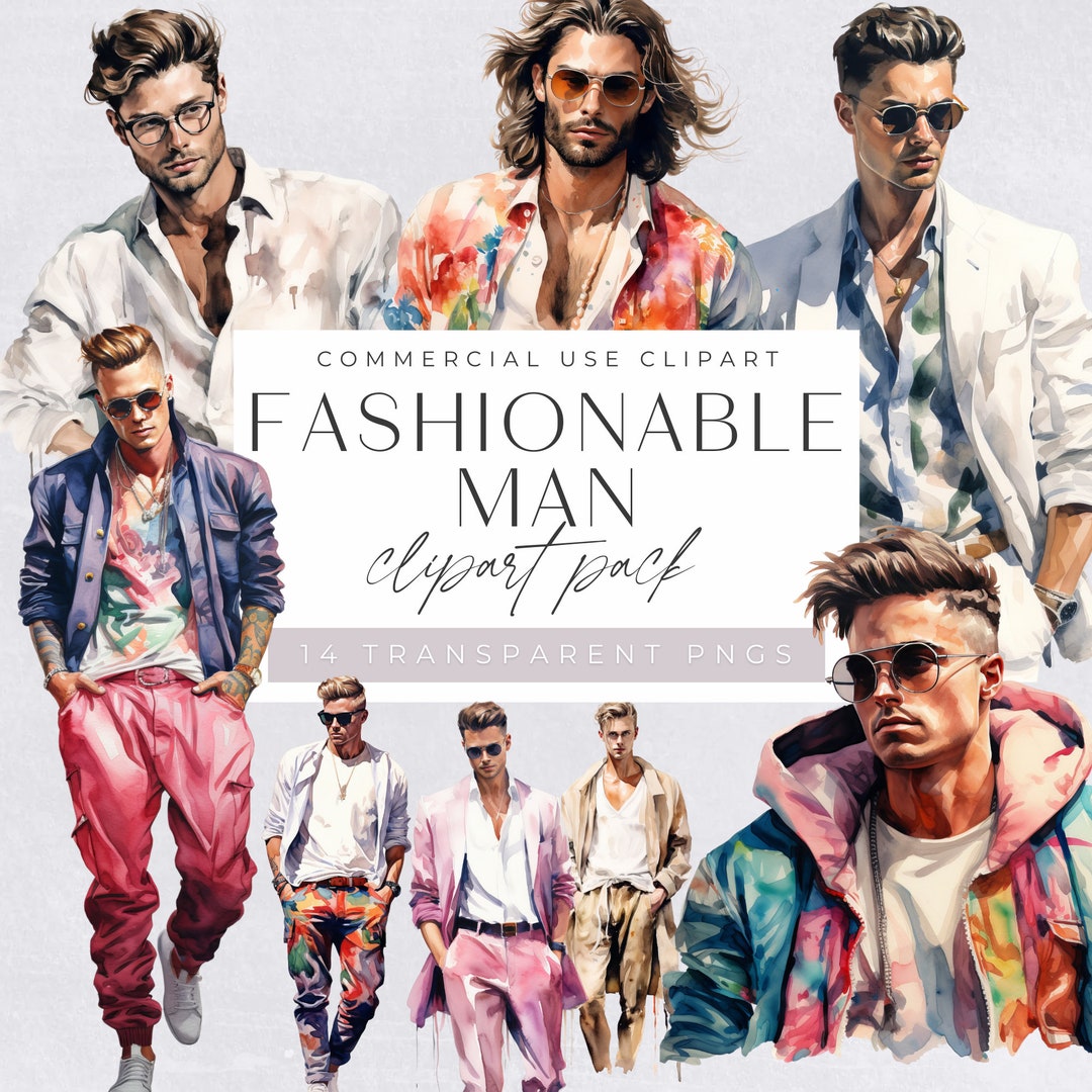 Fashionable Man Clipart, Casual Male Model Graphics, Boyfriend ...