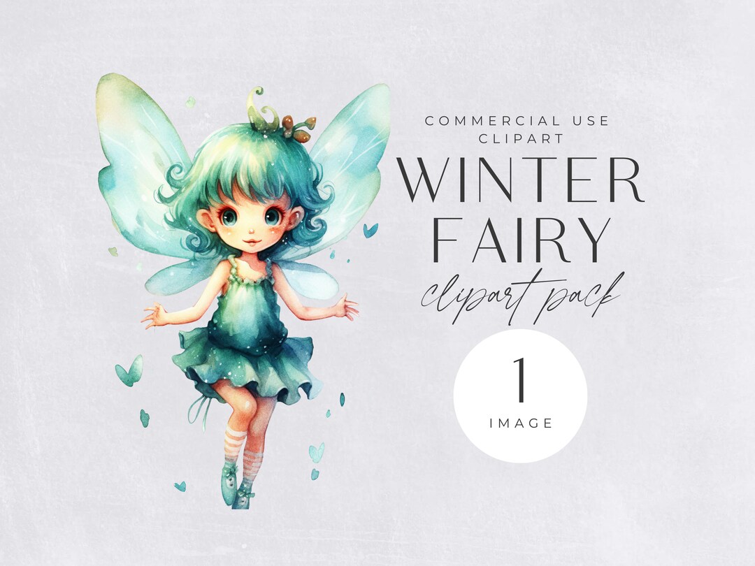 Winter Fairy Clipart | SINGLE IMAGE | Blue Pastel Watercolor Fairies ...