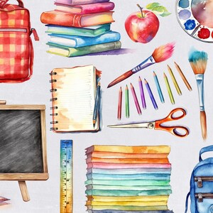 Classroom, Back to School Clipart, Watercolor Teacher Clip Art ...