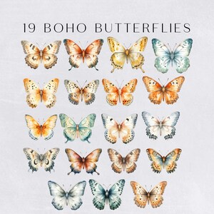 Boho Butterfly Clipart, Watercolor Abstract Butterflies Clip Art Bundle ...