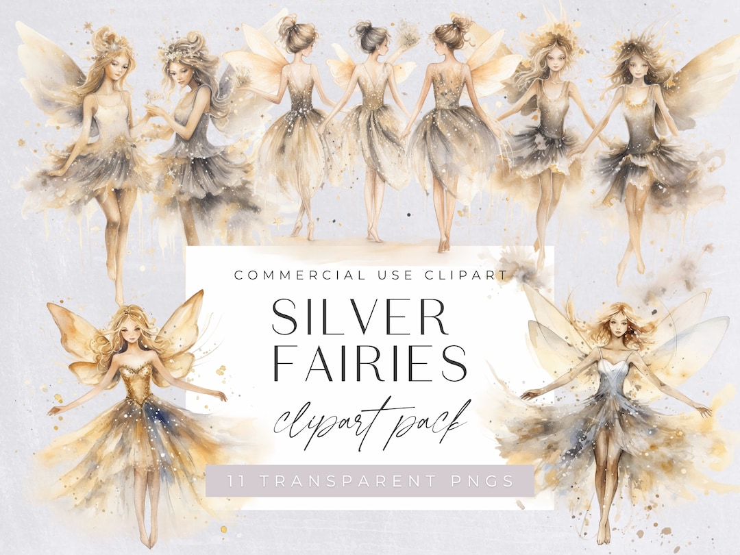 Mystical Fairy Clipart, Silver Fairies, Magical Fairytale, Cute ...