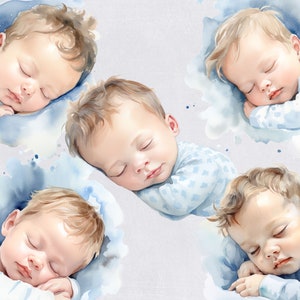 Watercolor Baby Boy Clipart, Baptism Clip Art, Newborn, Baby Shower ...