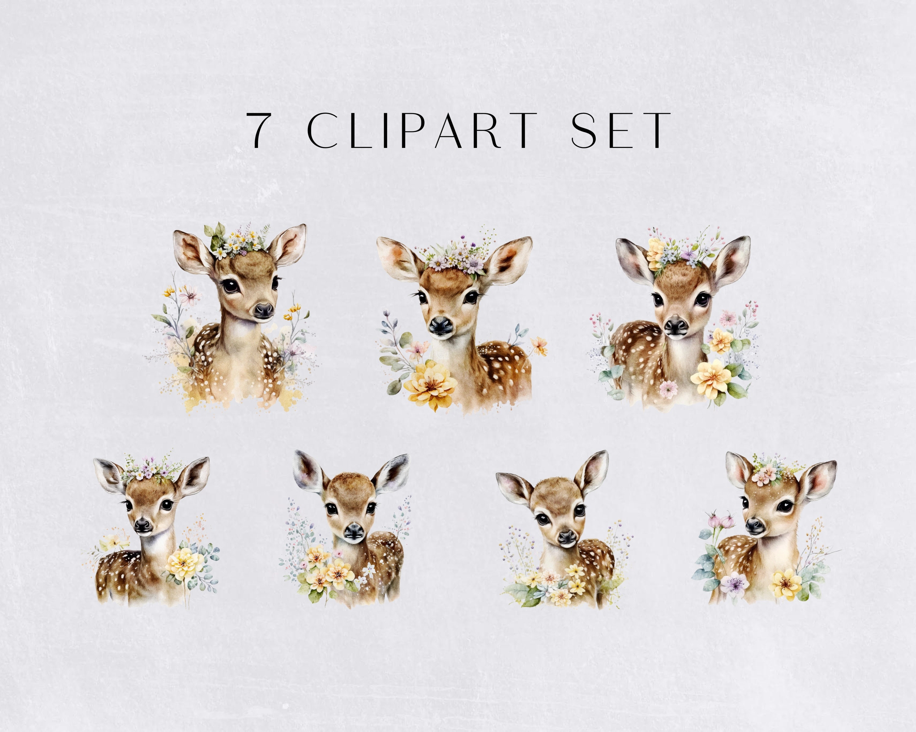 Watercolor Baby Deer Clipart Pack, Clipart for Commercial Use ...