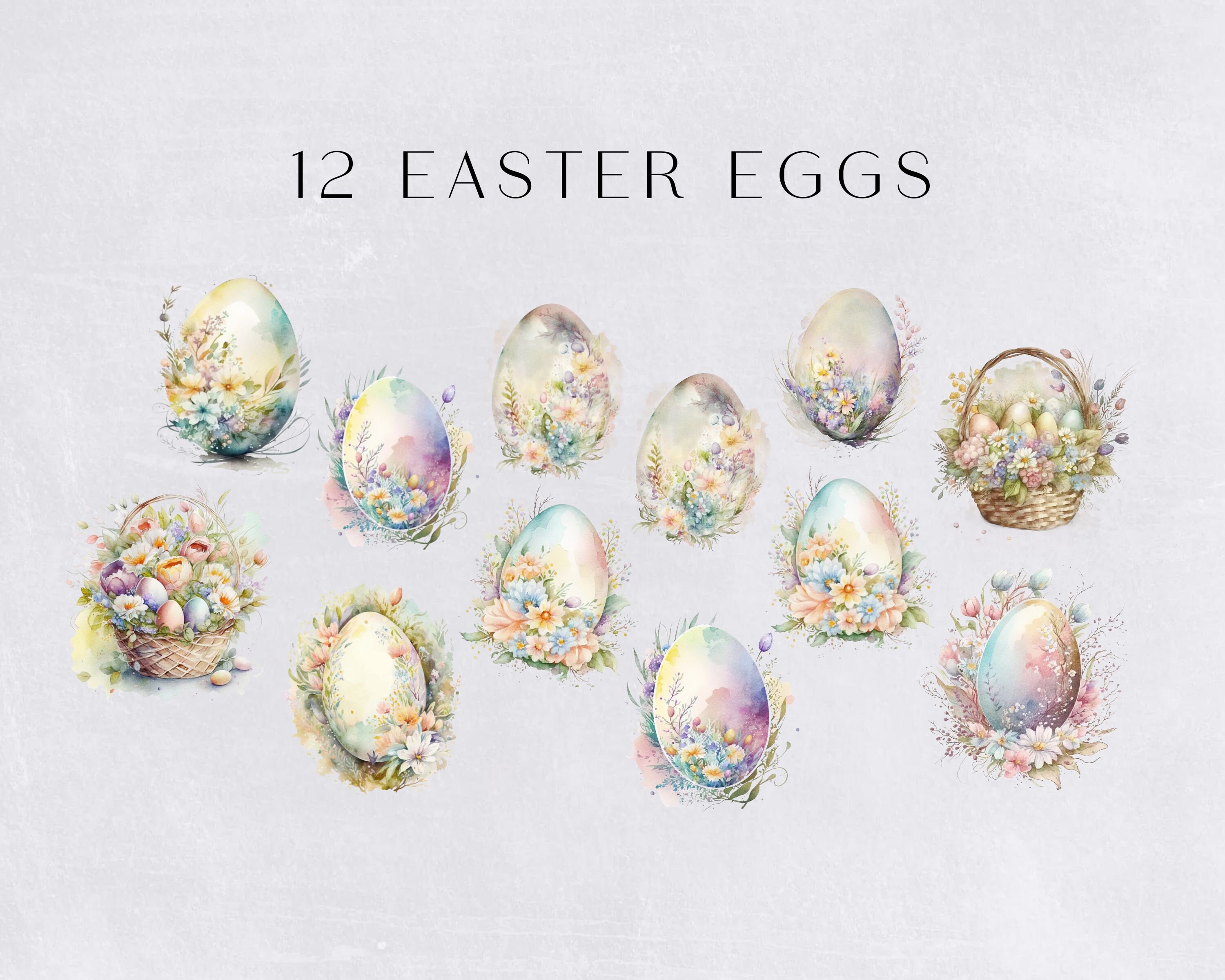 Watercolor Easter Eggs Clipart, Clipart for Commercial Use, Transparent ...