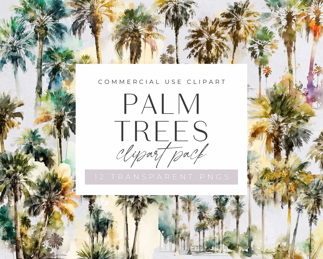 Palm Trees Clipart, Tropical Watercolor Transparent PNG , Beach ...