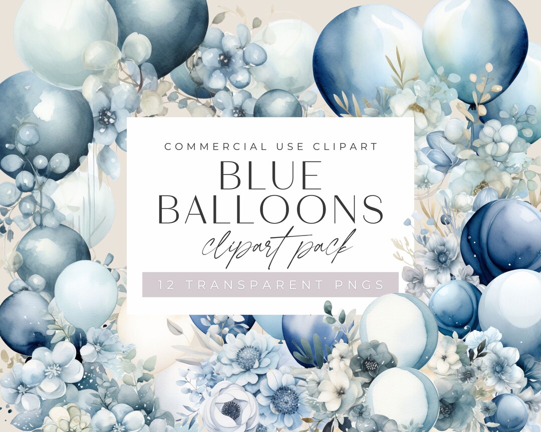 Balloon Birthday Clipart, Blue, Party Decorations, Boy, Kids, Floral ...