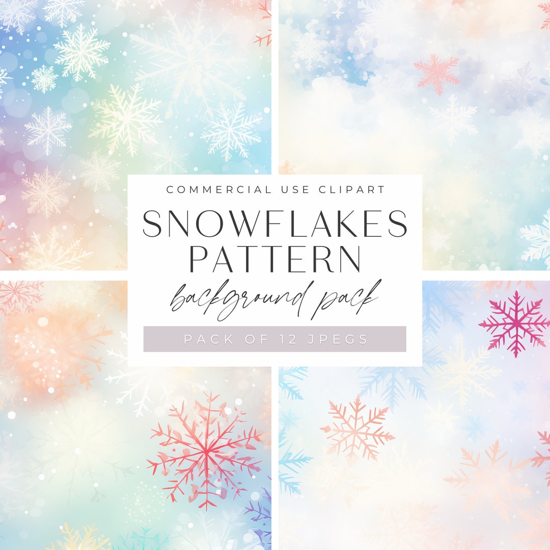 Watercolor Snowflake Pastel Clipart, JPEG, Colorful Background, Winter ...