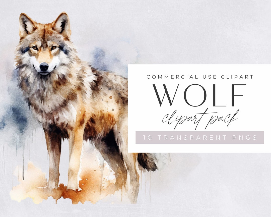 Wolf Clipart, Watercolor Wolves for Commercial Use, Watercolor ...