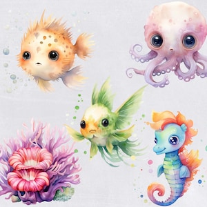 Baby Sea Creatures Clipart, Printable Ocean Animals Clip Art ...