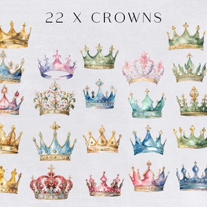 Crowns Watercolor Clip Art, Commercial Use, Transparent Pngs, Royal ...