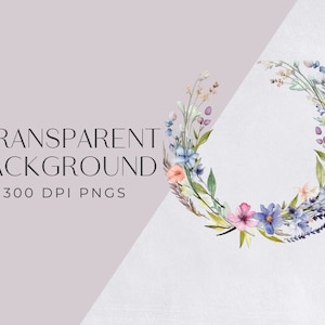 Clipart Watercolor Wreath, SINGLE IMAGE, Floral Wreaths, Wild Flower ...