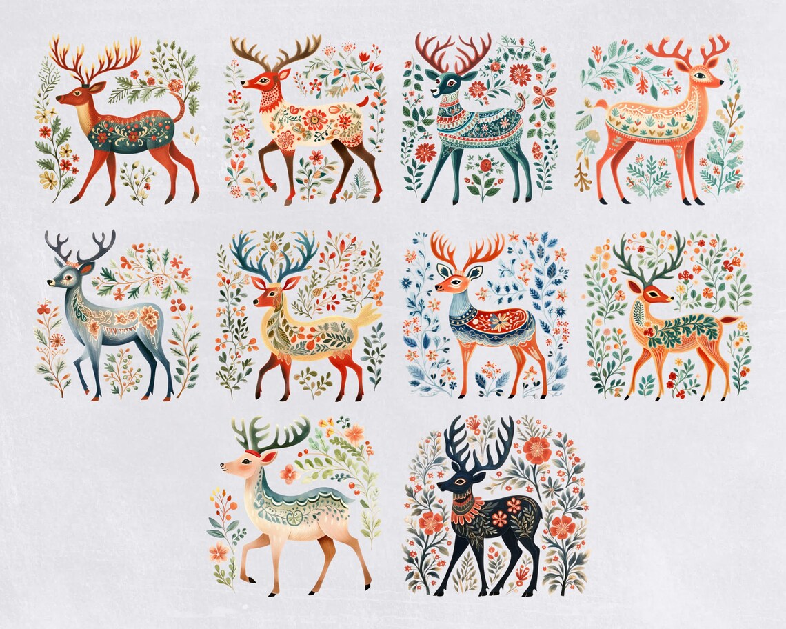 Cute Reindeer Clipart, Festive Deer Png, Christmas Animals Clip Art ...
