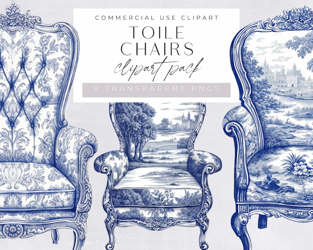 Toile Chairs Clipart Pack, Art Nouveau, French, for Commercial Use ...