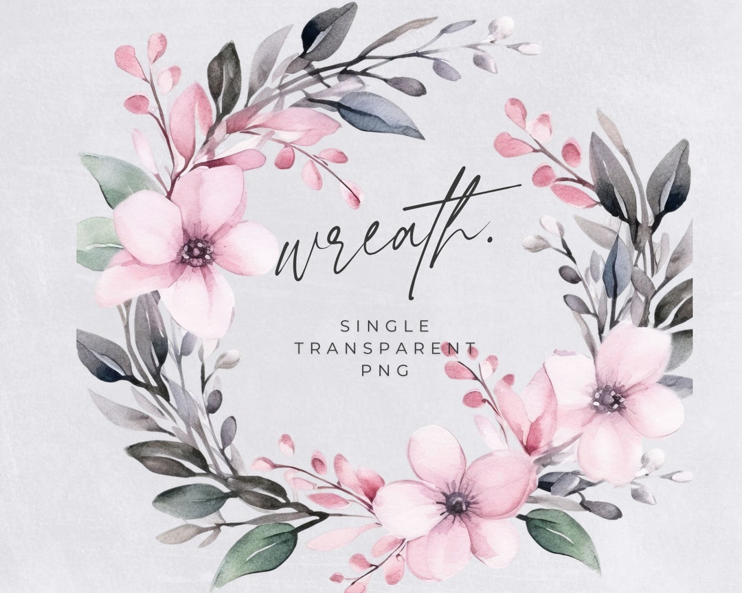 Clipart Watercolor Wreath, SINGLE IMAGE, Pink Floral Wreaths, Wild ...