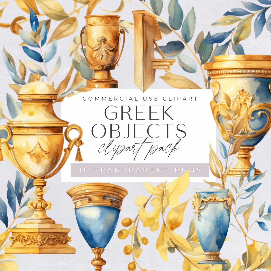 Watercolor Clipart Greek, Greece Clip Art, Travel Clipart, Mythology ...