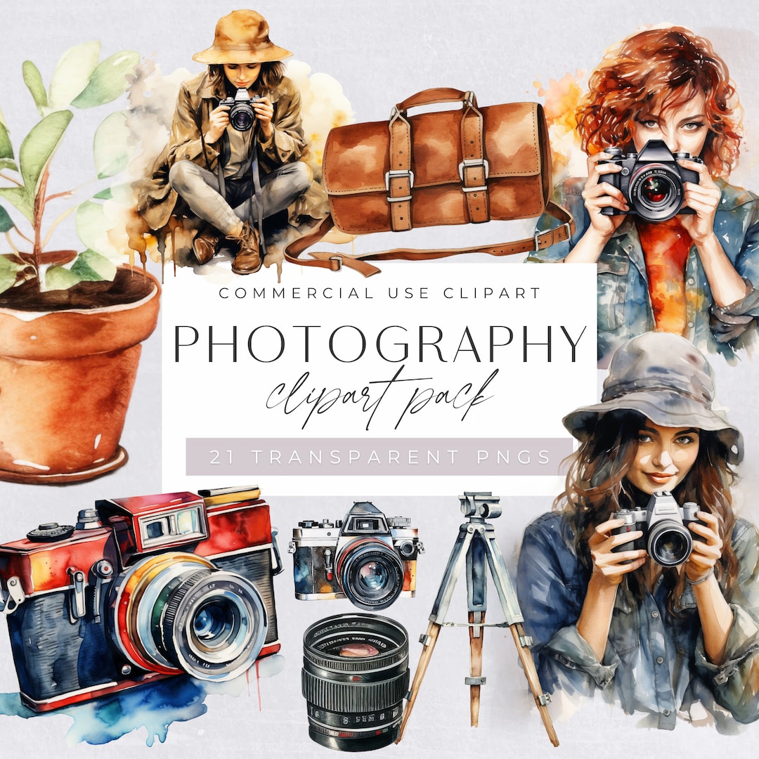 Photographer Clipart, Camera and Stand Graphics, Women Photographers ...