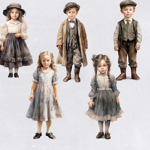 Victorian Children Clipart, Little Girl Clip Art, Vintage Little Boy ...