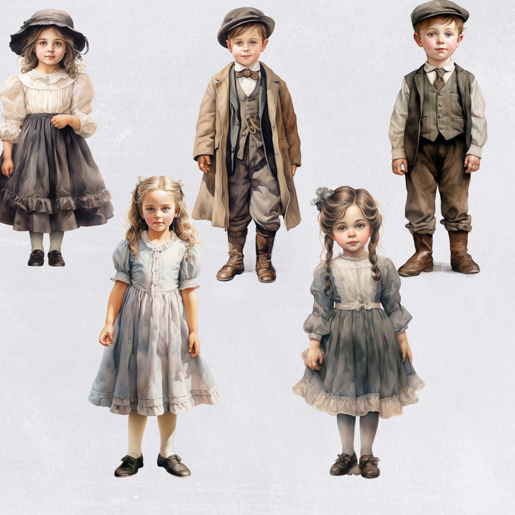 Victorian Children Clipart, Little Girl Clip Art, Vintage Little Boy ...