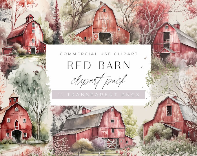 FARM BARN WATERCOLOR Clipart Png, Farm Life Clipart Png, Farmhouse ...