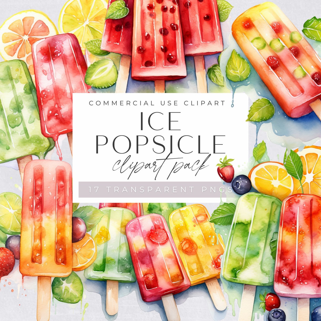 Popsicle Watercolor Clipart, Watercolor Ice Lollies Clip Art, Summer ...