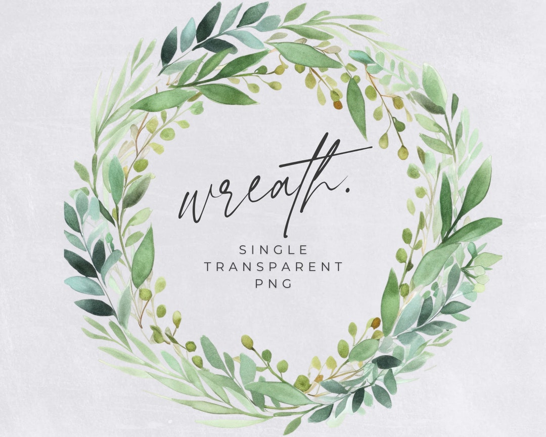 Clipart Watercolor Wreath, SINGLE IMAGE, Greenery Wreaths, Green Leaves ...
