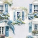 Blue Shutter Cottage Clipart Pack, Watercolor Cottagecore, Transparent ...