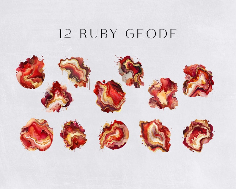 Ruby Red & Gold Ink Png Clipart, Geode Transparent, Colorful ...