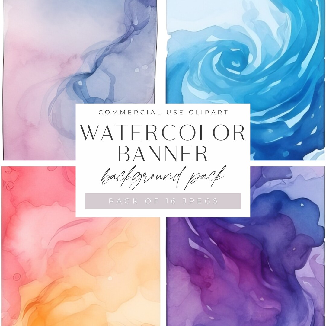 Watercolor Texture Banner, Rainbow JPEG Background, Colorful Digital ...