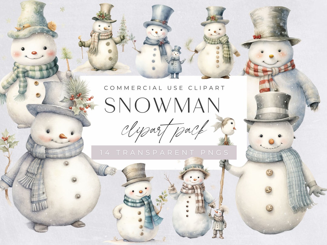 Christmas Snowman Clipart, Cute Snowman Face Clip Art, Winter Family ...