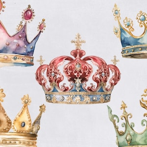 Crowns Watercolor Clip Art, Commercial Use, Transparent Pngs, Royal ...