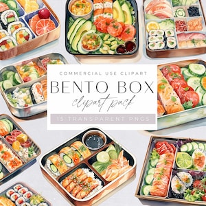 Bento Box Clip Art, Japanese Food Lunch Box Clipart, Back to School ...