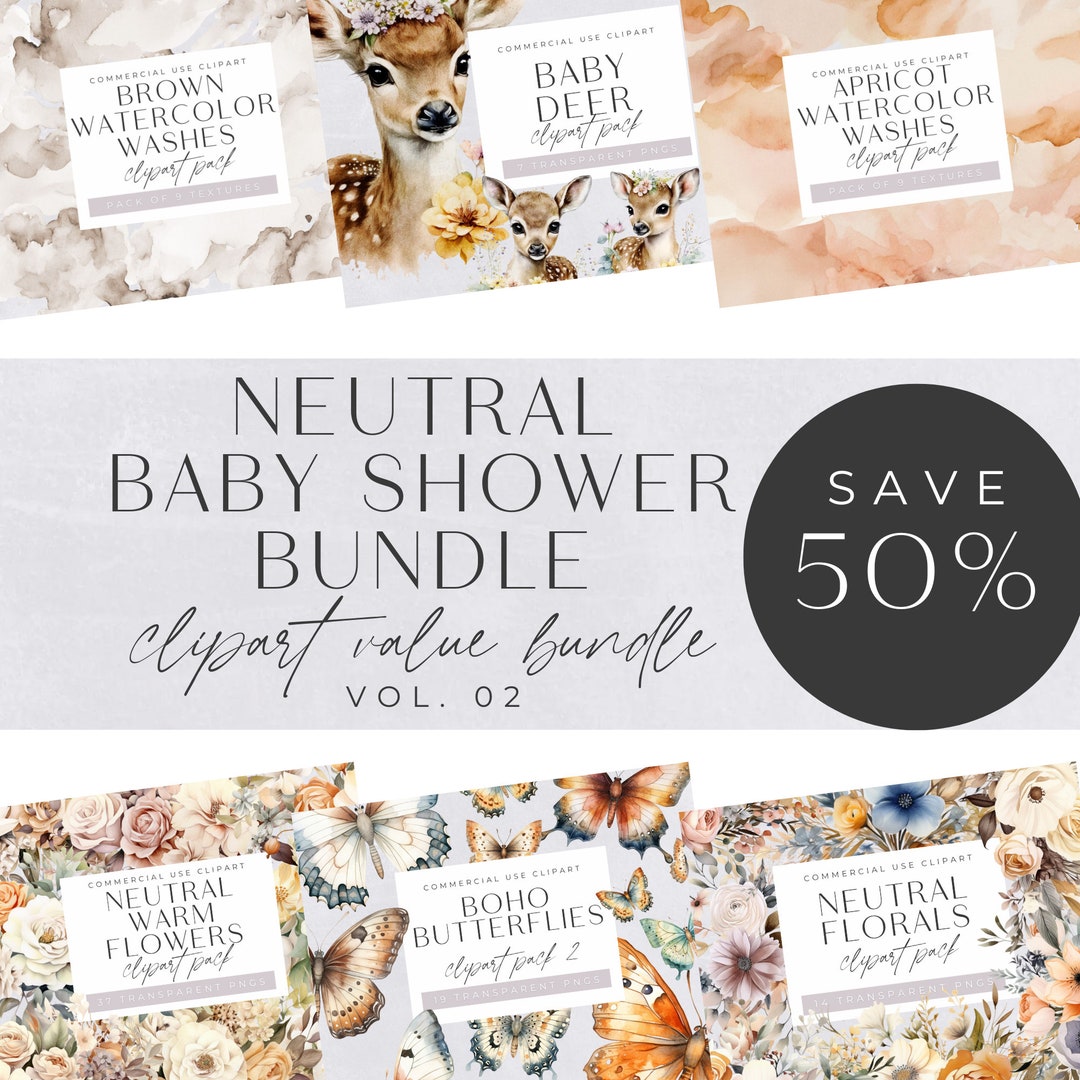 Neutral Baby Shower Clipart, Gender Neutral Clip Art, Fawn Baby Deer ...