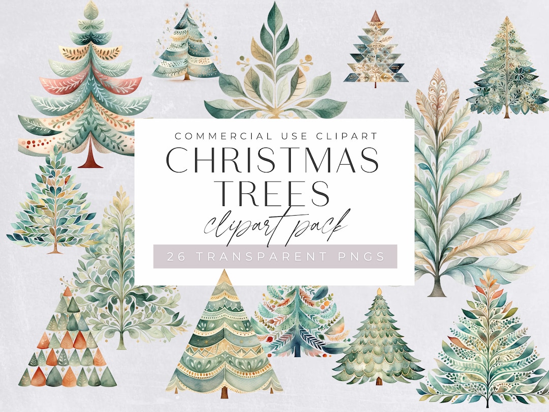 Whimsical Christmas Tree Clipart, Decorated Xmas Trees Clipart ...