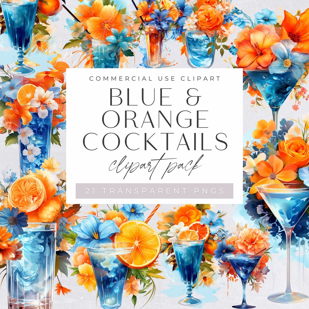 Cocktail Drink Bundle Clipart, Mixed Drinks, Watercolor Signature Cocktails, Commerical Use ...