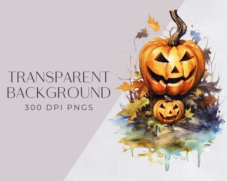 Jack O Lantern Clipart , Orange Watercolor Halloween Pumpkin Faces ...