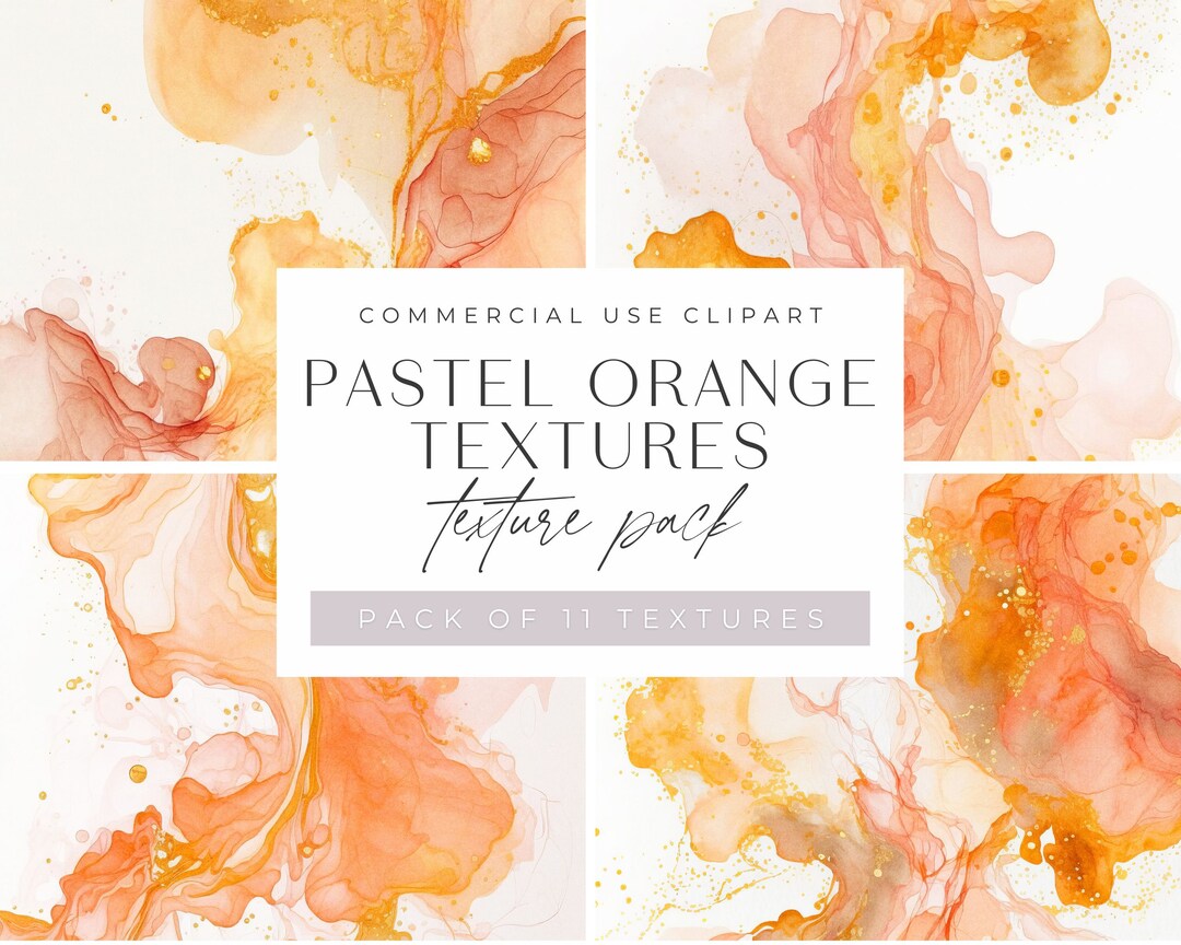 Pastel Orange Texture Clipart, Peach, Apricot Watercolor Backgrounds ...