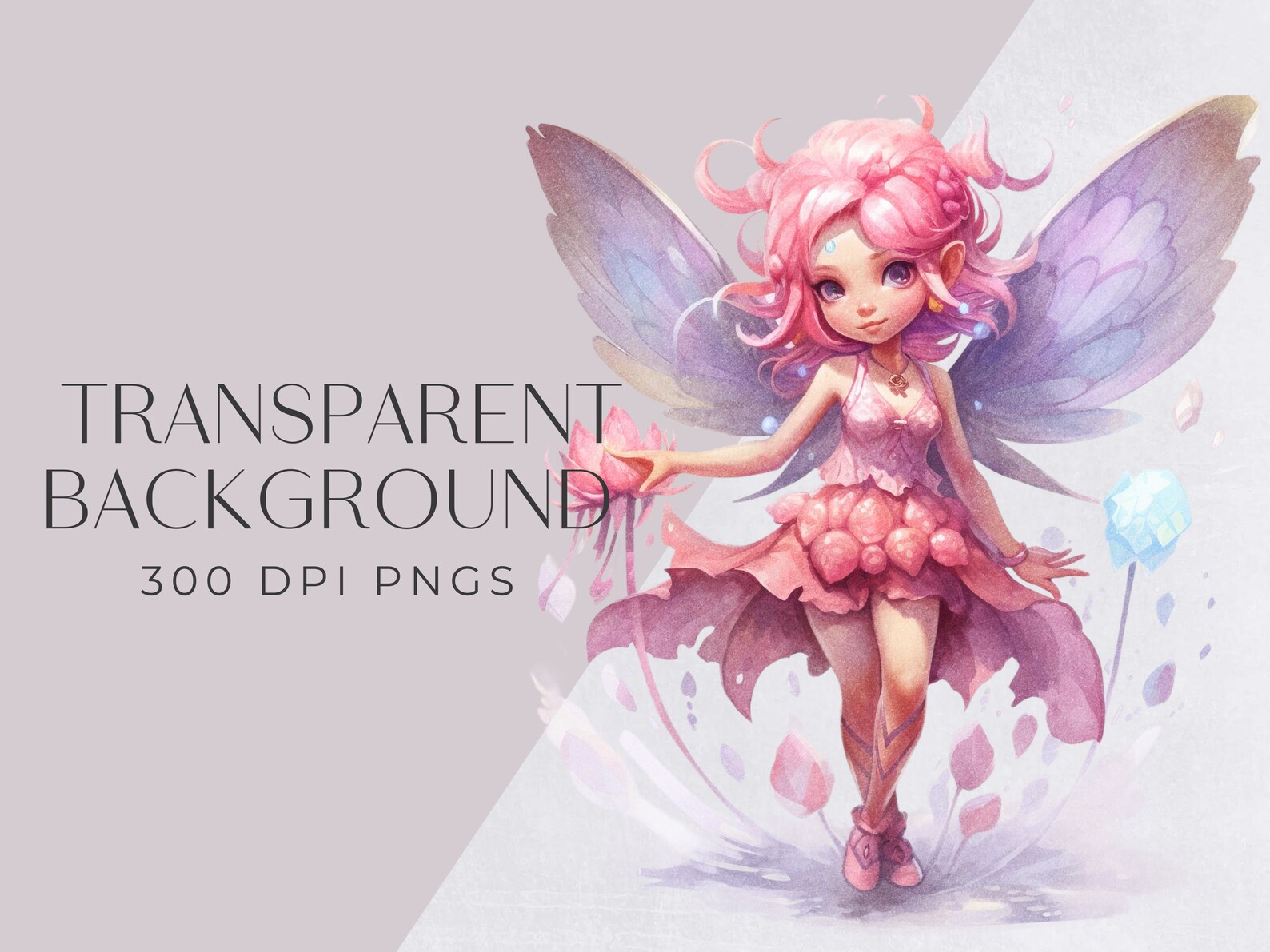 Pastel Fairy Clipart | SINGLE IMAGE | Pink Watercolor Fairies, Cute ...