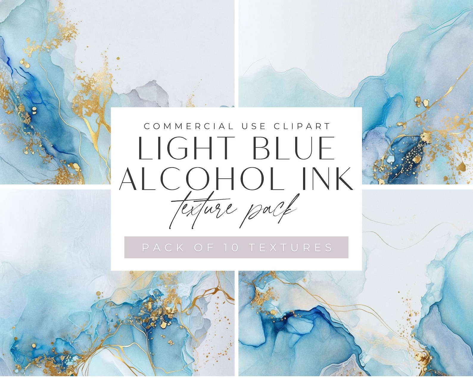 Light Blue & Gold Alcohol Ink Texture, Transparent Png Clipart ...