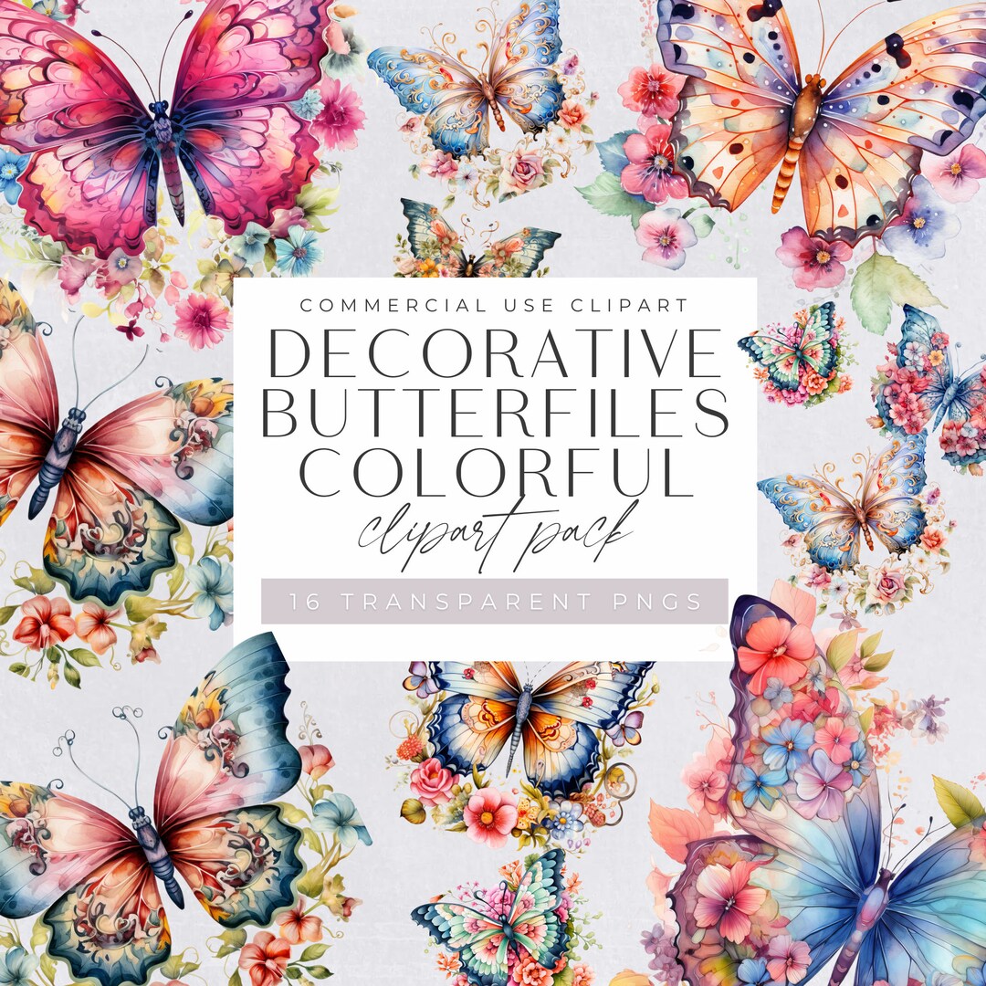 Elegant and Colorful Butterfly Clipart, Rainbow Watercolor Butterflies ...