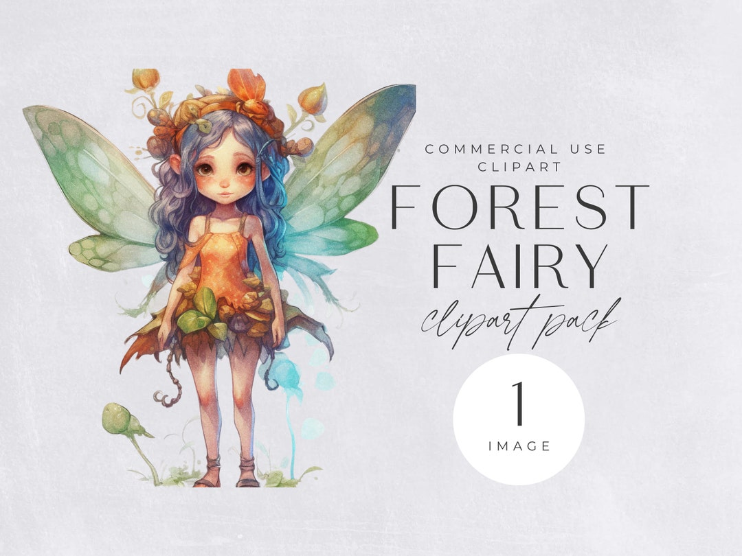 Forest Fairies Clipart | SINGLE IMAGE | Autumn Watercolor Fairy, Cute ...