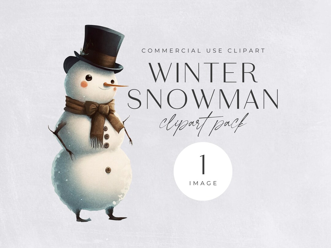 Winter Snowman Clipart | SINGLE IMAGE | Winter Clip Art, Watercolor ...