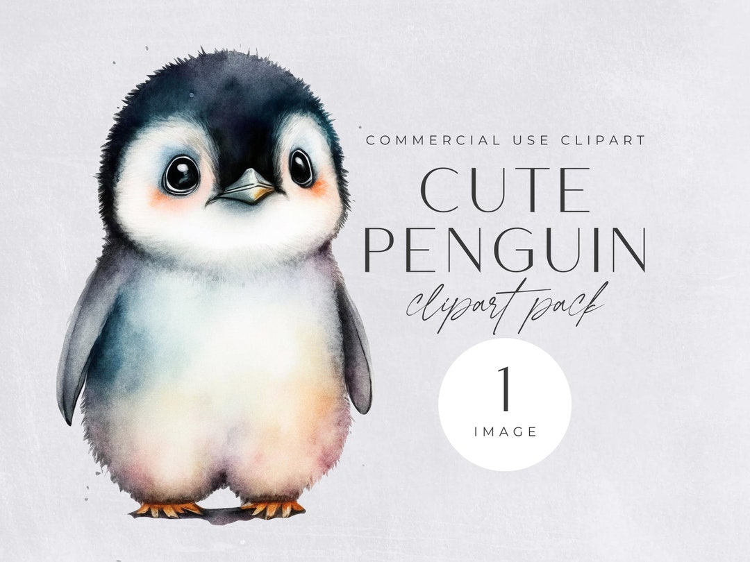 Cute Penguin Clipart Watercolor | SINGLE IMAGE | Digital Download ...