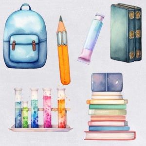 Retro Classroom Clipart, Teacher Clip Art, School Supplies Graphics ...