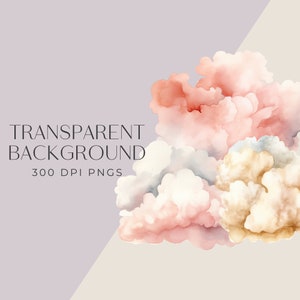 Watercolor Clouds Clipart. Weather Illustration Clipart, Commercial Use ...