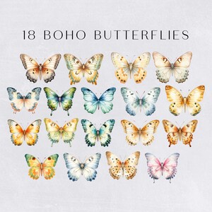 Boho Butterfly Clipart, Watercolor Abstract Butterflies Clip Art Bundle ...