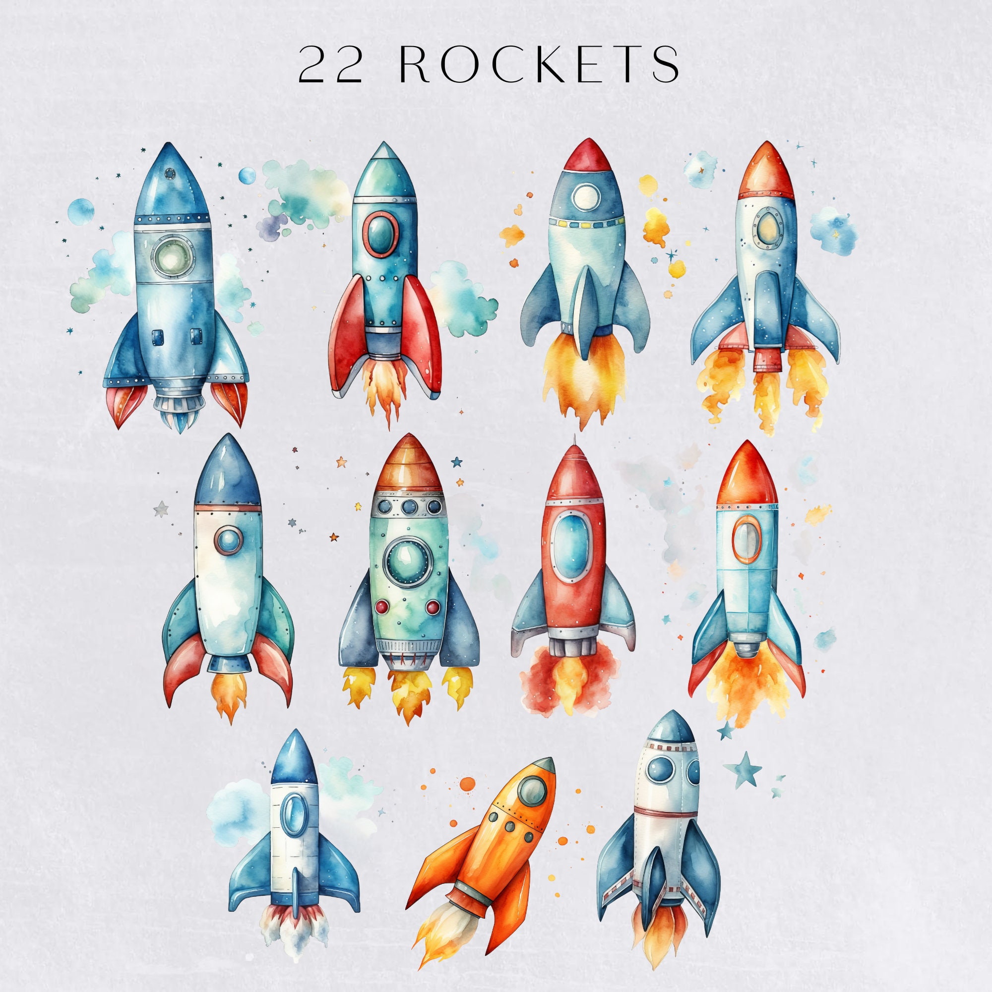 Space Rocket Clipart, Astronaut Clipart, Nursery Clipart, Planets and ...
